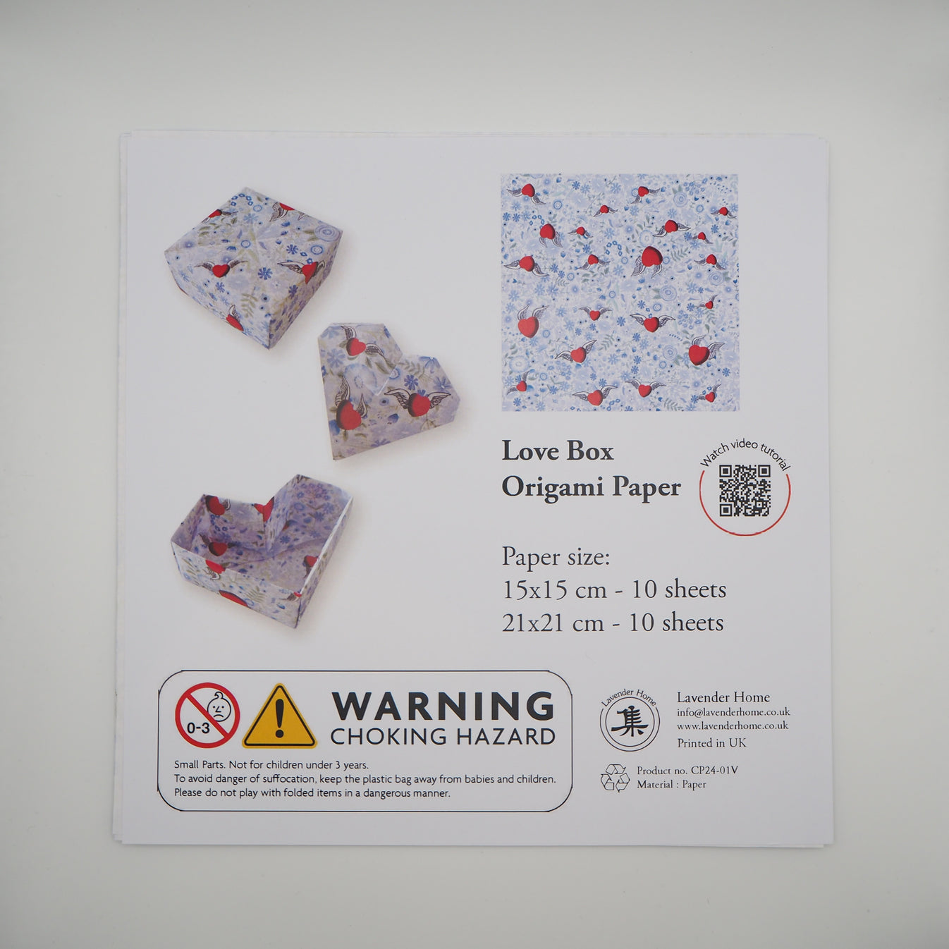 Love Box DIY Origami Paper Set, 15x15cm & 21x21cm – Lavender Home C&S Ltd